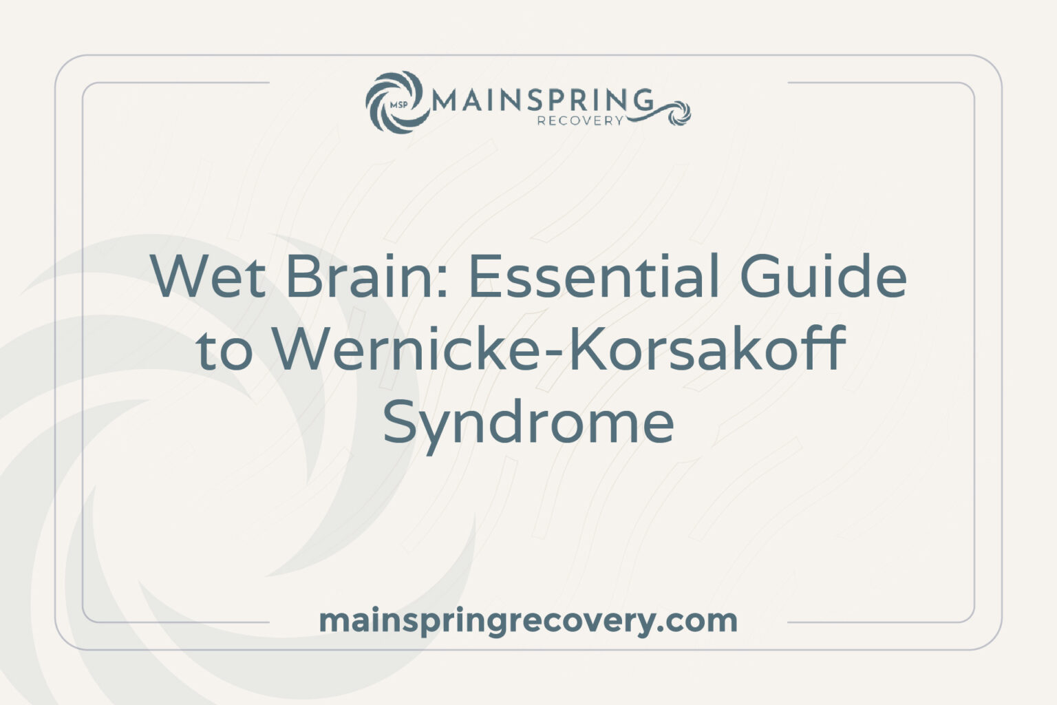 Wet Brain: Essential Guide to Wernicke-Korsakoff Syndrome - Main Spring ...